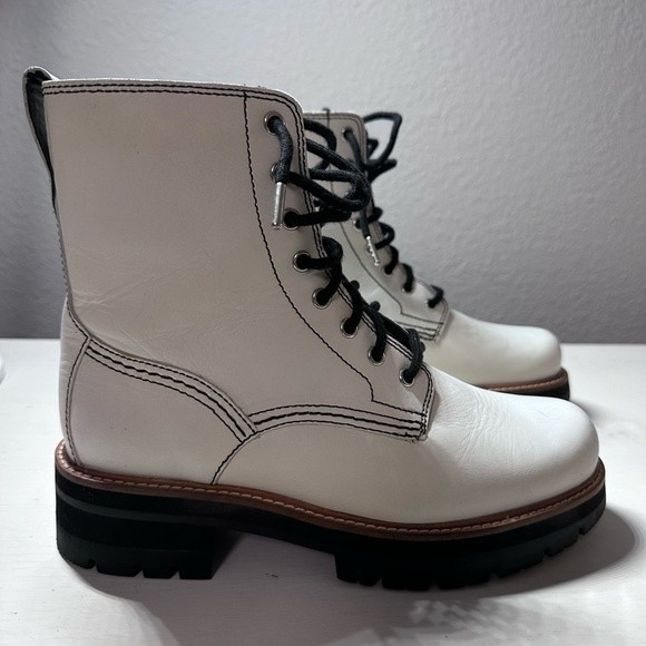 Clarks | Shoes | Clarks Orianna White Chunky Platform Leather Hi Combat ...